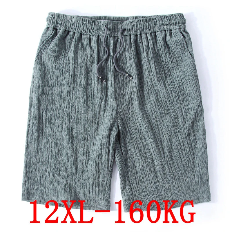 Men's Big Shorts Plus Size 10XL 11XL 12XL Summer Linen Large Stretch Sports Casual Loose 52 54 ...