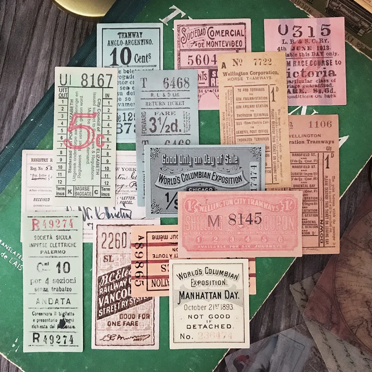 14Pcs-Tim-Holtz-Retro-Ticket-Scrapbooking-Material-Paper-Vintage ...