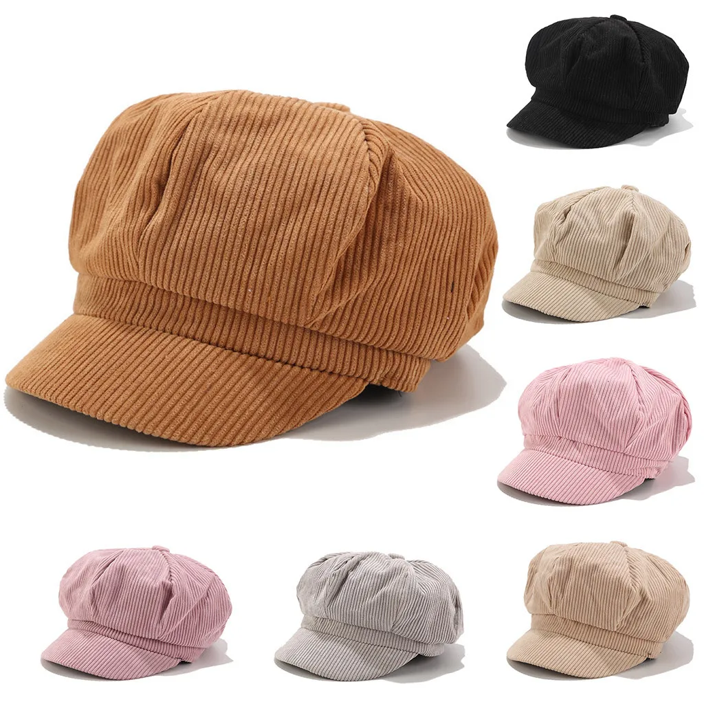 Women Vintage Hats Winter Solid Casual Beret Retro Cap Caps - AliExpress