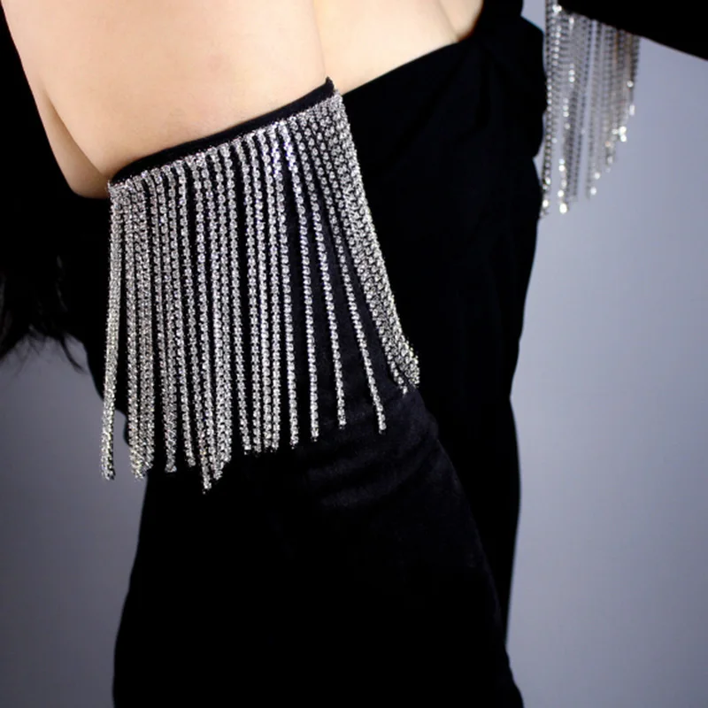 Luxurious Tassel Rhinestone Chain Long Gloves - Queerks™