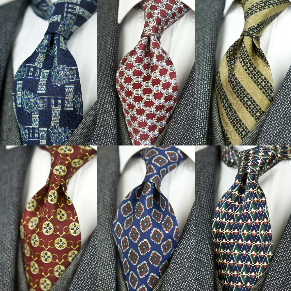 10CM Vintage Printing Ties Men's Neckties 100% Silk Pattern Abstract ...