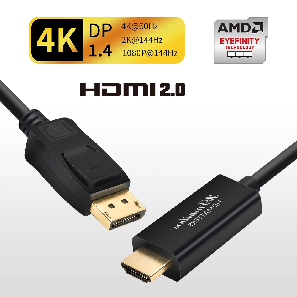 Dp To Hdmi 4k 60hz Cable Displayport To Hdmi 2.0 Cable For Pc Laptop ...
