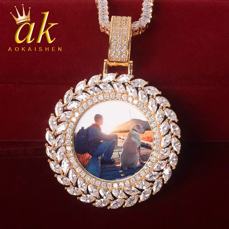 Aokaishen collar con foto personalizada para mujer, colgante redondo ...