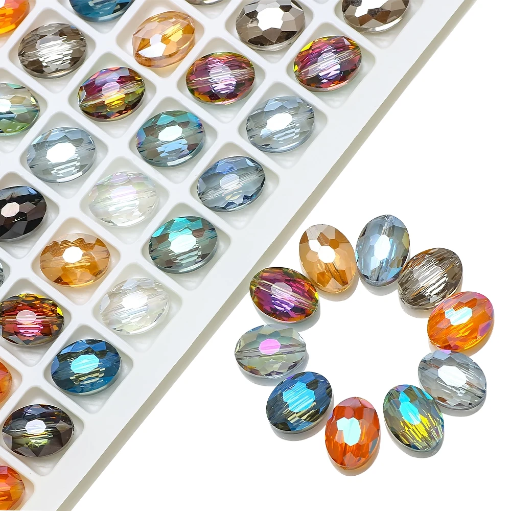 30pcs/lot Oval Glass Flat Beads Bovine Eyes-Shape 9x12mm Natural Stone ...