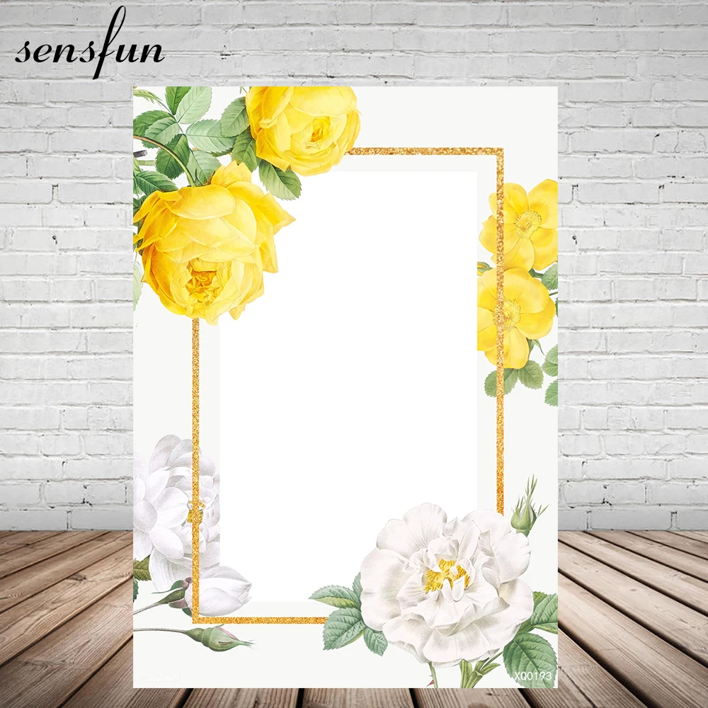 Sensfun-Wedding-Party-Photography-Backdrop-Yellow-Flowers-Girl-Lady ...