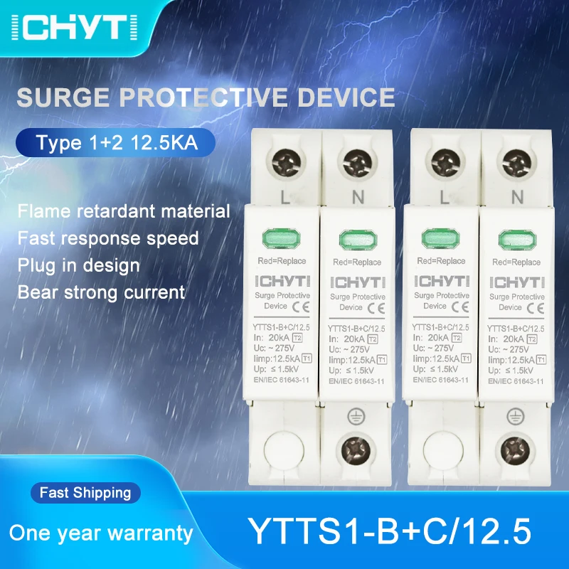Surge-Protector-SPD-AC-2P-275V-Type-1-2-12-5KA-Surge-Protection-T1-T2 ...