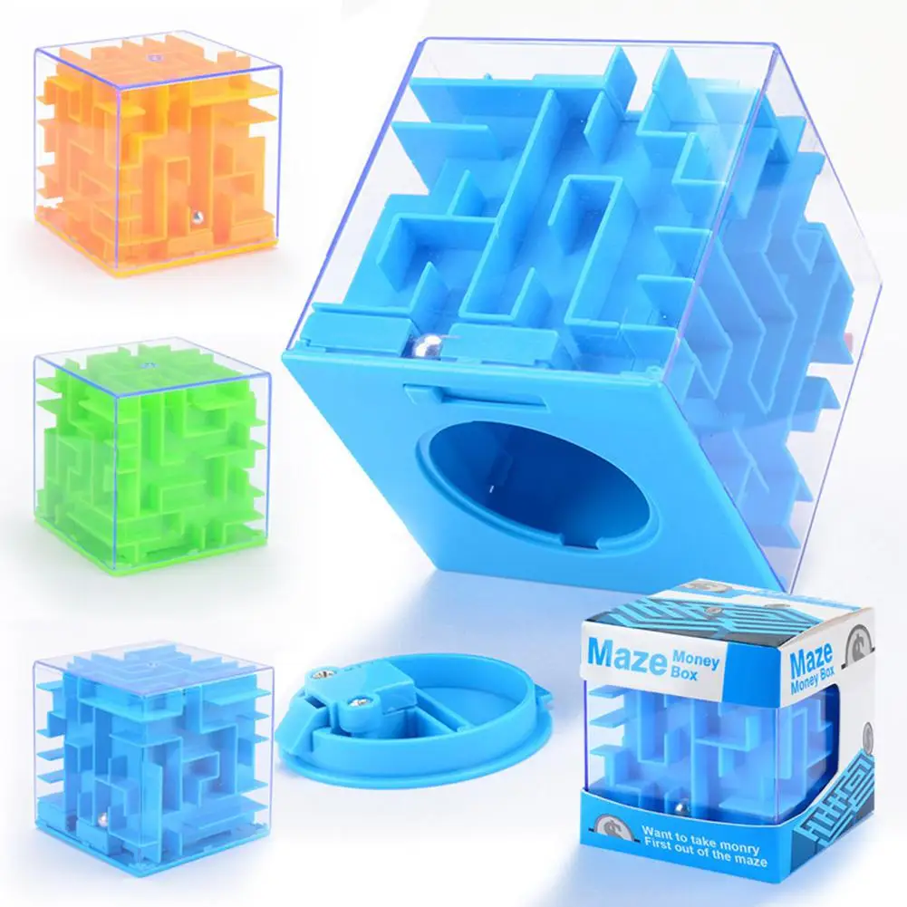 Children Puzzle 3D Maze Magic Cube Beads Transparent Maze Beads Piggy ...