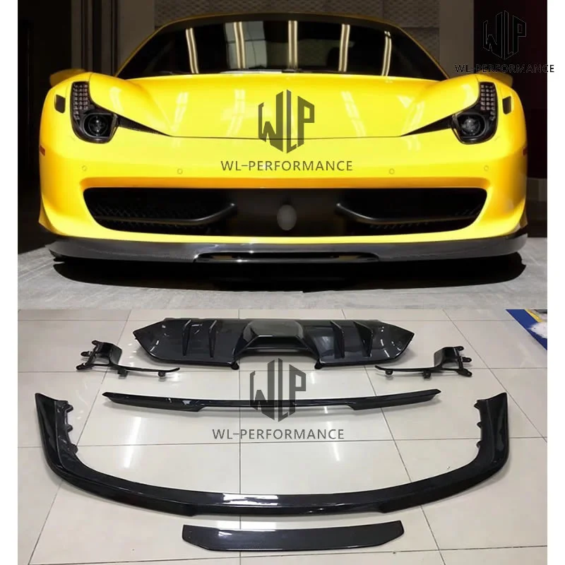 458-Car-Body-Kit-Carbon-Fiber-Front-Lip-Splitter-Rear-Lip-Diffuser-Rear ...
