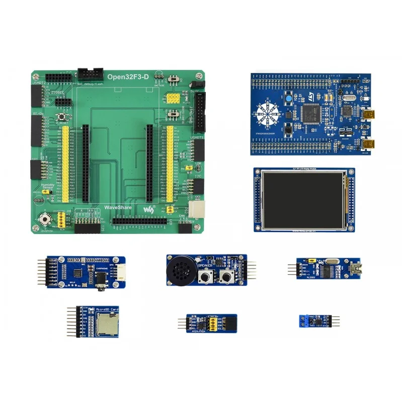 Stm32f3discovery stm32f303vct6 용 stm32 개발 보드 pl2303 usb uart 보드 = Open32F3 D 패키지가있는 mcu + 9 모듈 ...