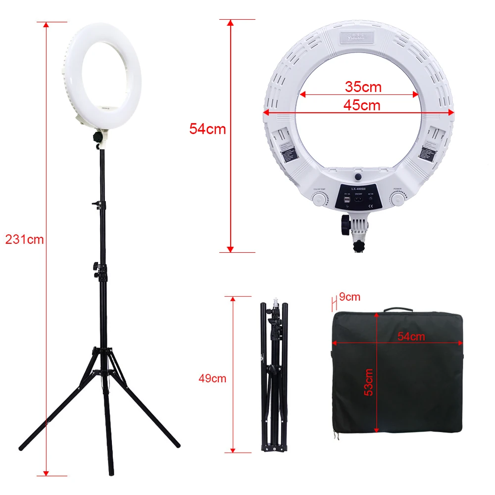 Selfie-Ring-Light-Lamps-45cm-with-Tripod-18-inch-Yidoblo-LX480SII-Led ...