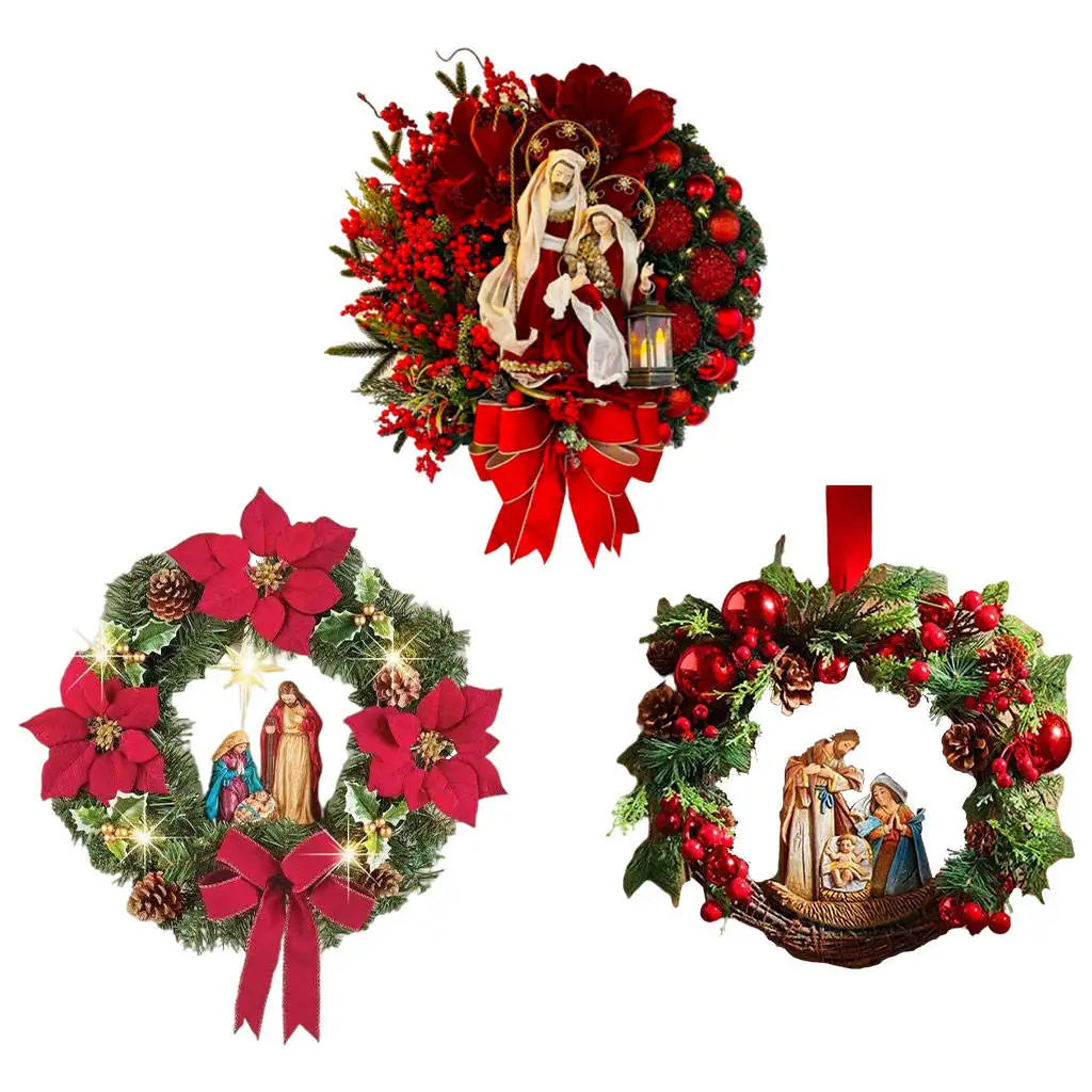 Romantic-Christmas-Wreath-Hanging-Ornament-Garland-Wreaths-for-Indoor ...