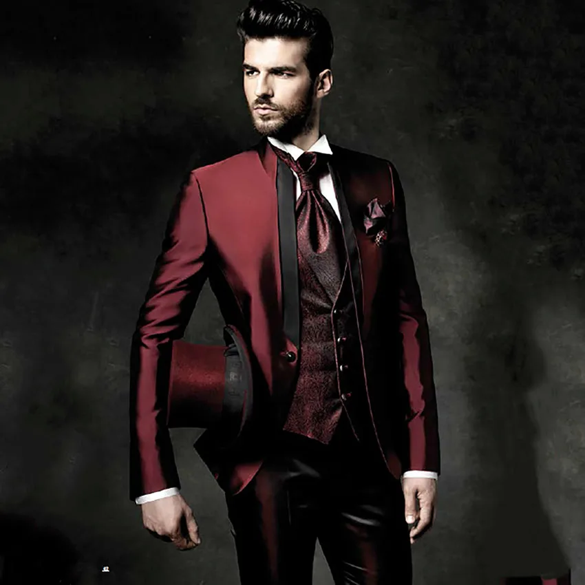 Traje rojo vino borgoña para hombre, trajes de boda bonitos para hombre ...