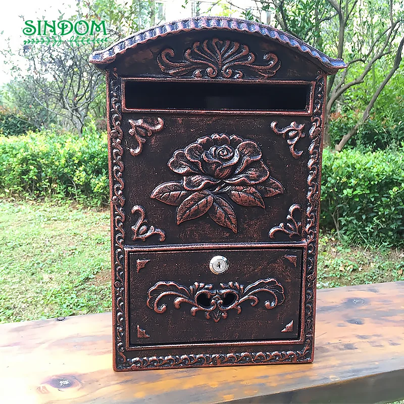 American Exterior Garden Vintage Letter Box Metal Old Mailbox with Lock ...