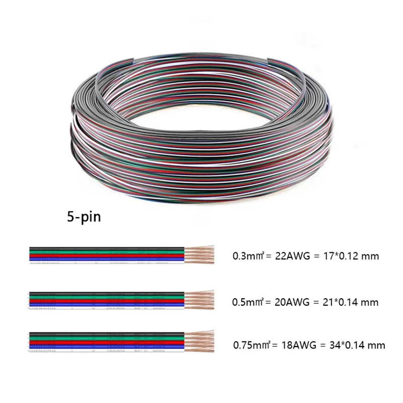 LED Rock Light Cables 5-Pack Extension Wire Cable Connectors For 8-Pod ...