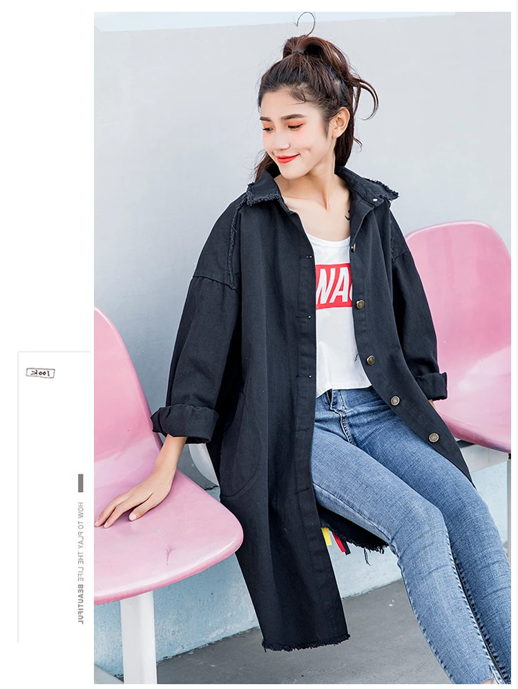 Boyfriend Casual Denim Jacket Woman Loose Coat Vintage Pattern Korea Print Windbreaker Chaqueta ...
