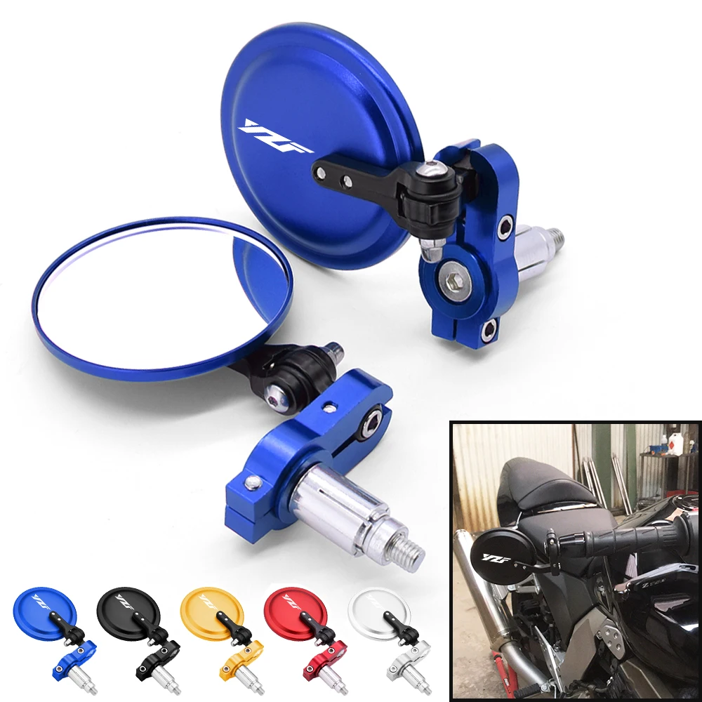 Motorcycle Mirrors Round Folding Bar End Side Mirrors For Yamaha YZF R3 ...