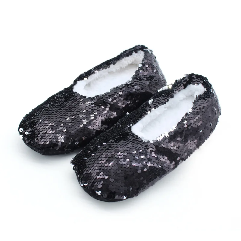 Sequined Rainbow Fleece Indoor Slippers - Queerks™