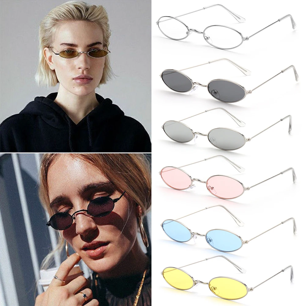 Retro Small Oval Summer Sunglasses for Men Women Vintage Shades Sun ...