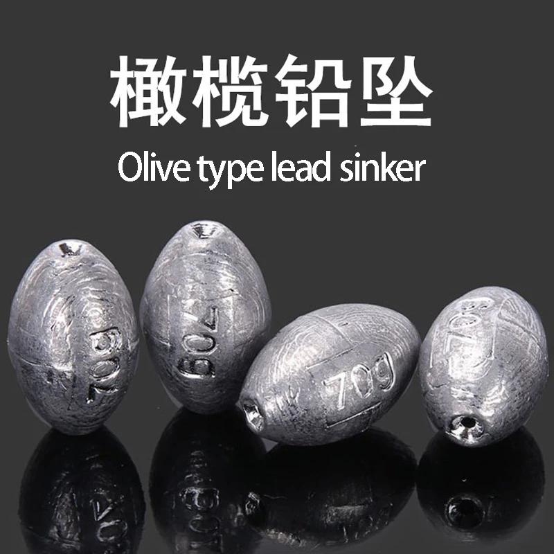 1-5-10Pcs-Set-Fishing-Lead-Sinker-Olive-Sinker-Round-Hollow-Bait-Lead ...