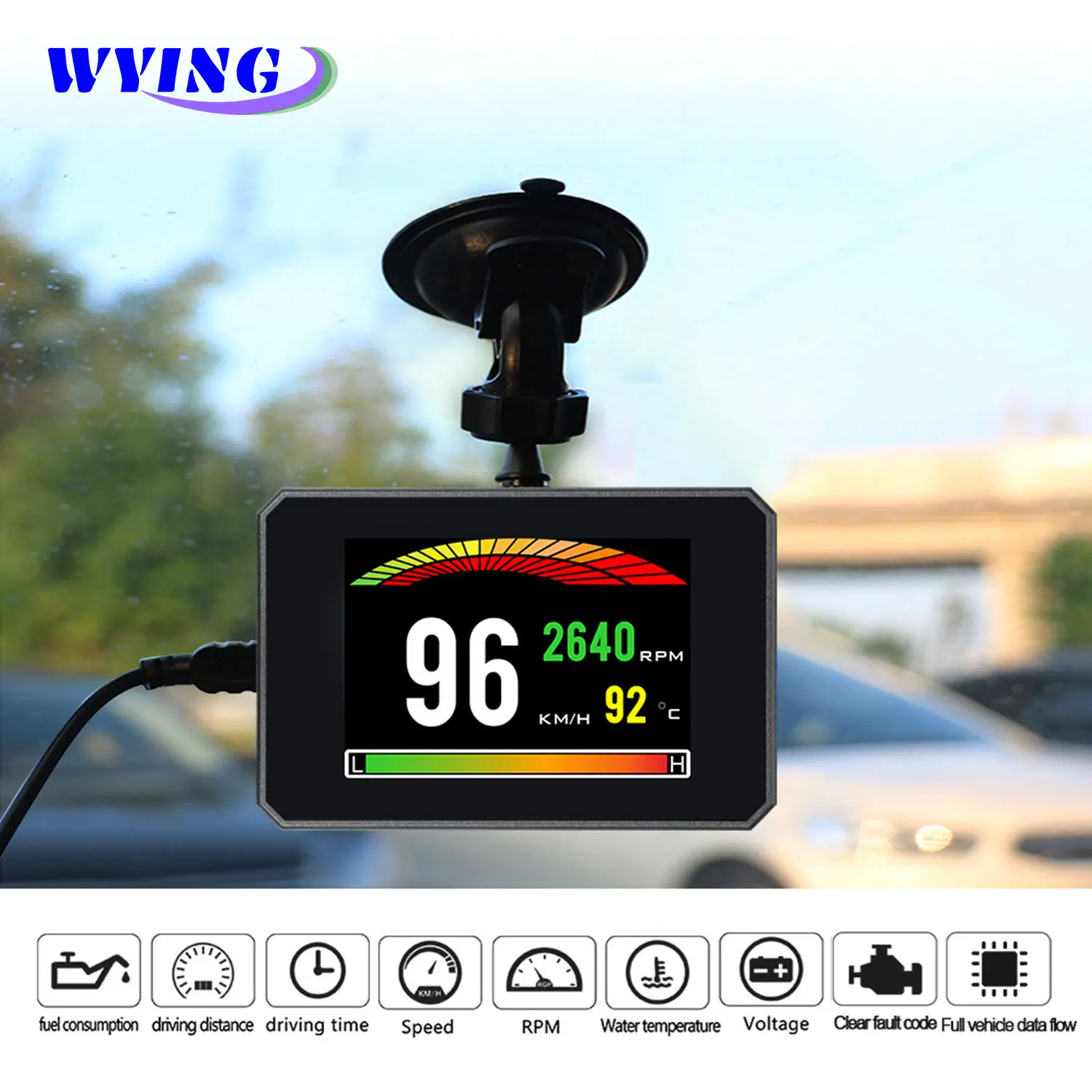 WYING P16 OBD2 Car On Board Computer OBD GPS Digital Speed RPM Meter ...