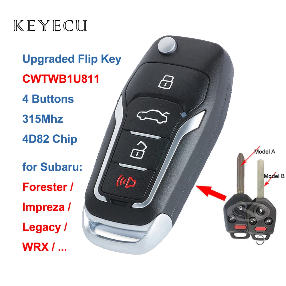 Keyecu-Upgraded-Flip-Remote-Car-Key-Fob-315MHz-4D82-Chip-4-Buttons-for ...