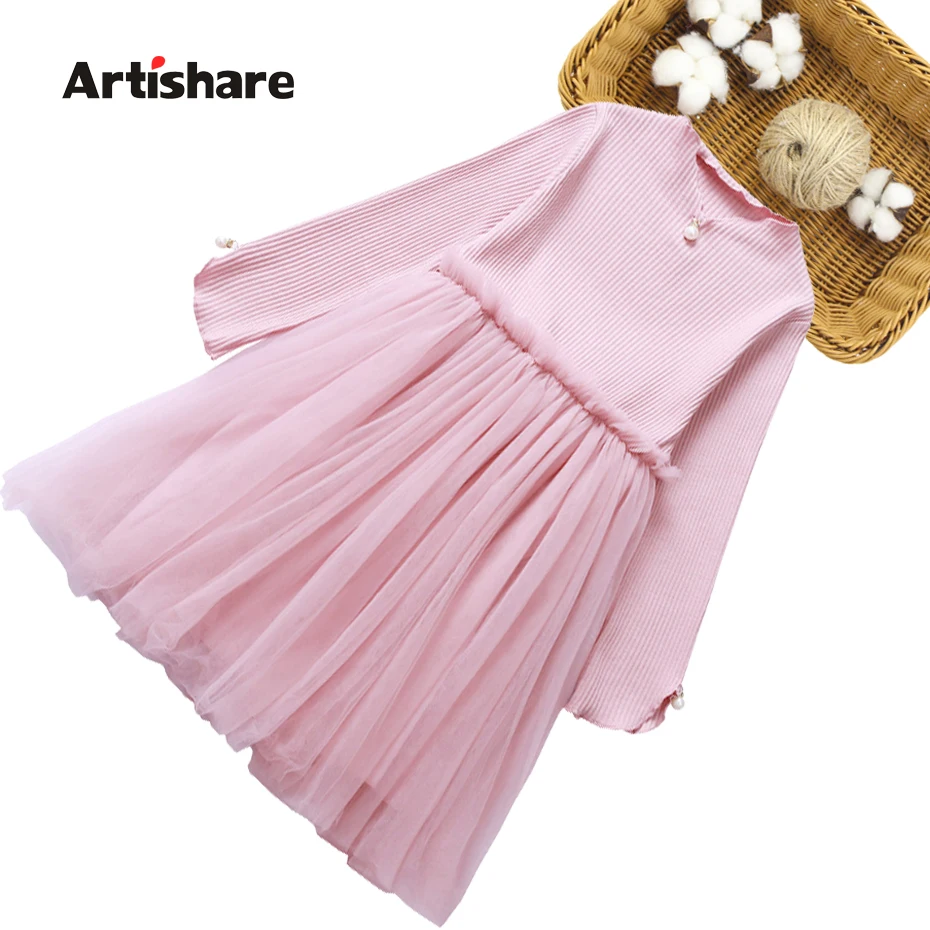 Kids Dresses For Girls Solid Color Girl Mesh Dress Casual Style Child ...