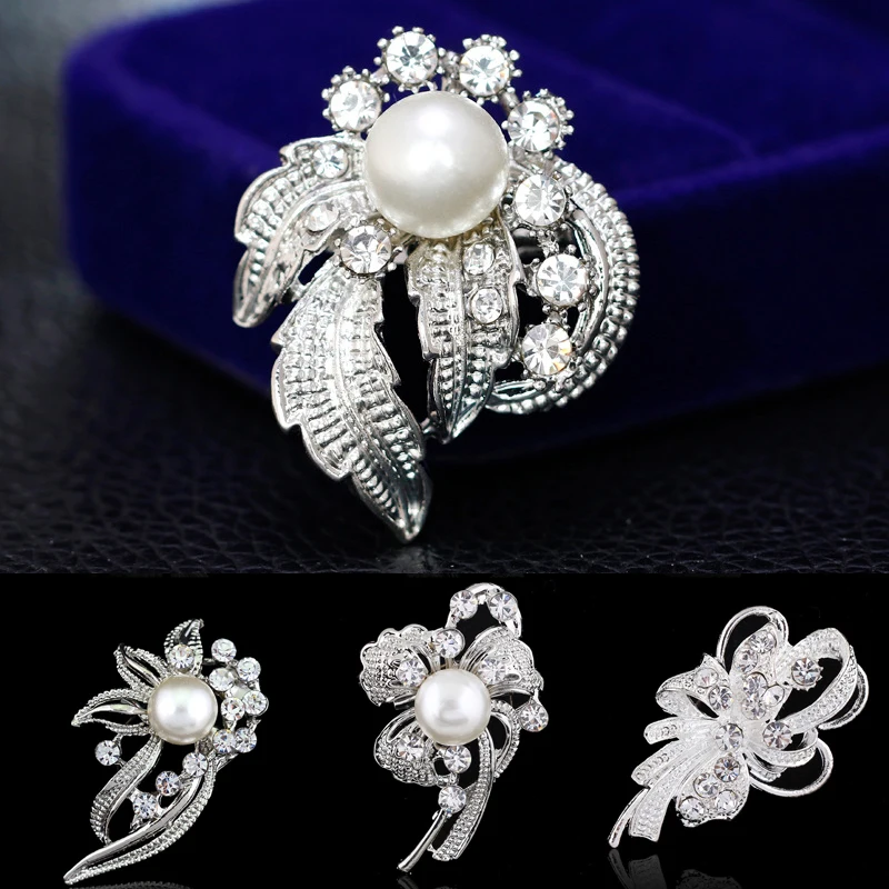 Elegant-Delicate-Brooch-Pin-Rhinestone-Trendy-Plated-Flower-Brooches ...