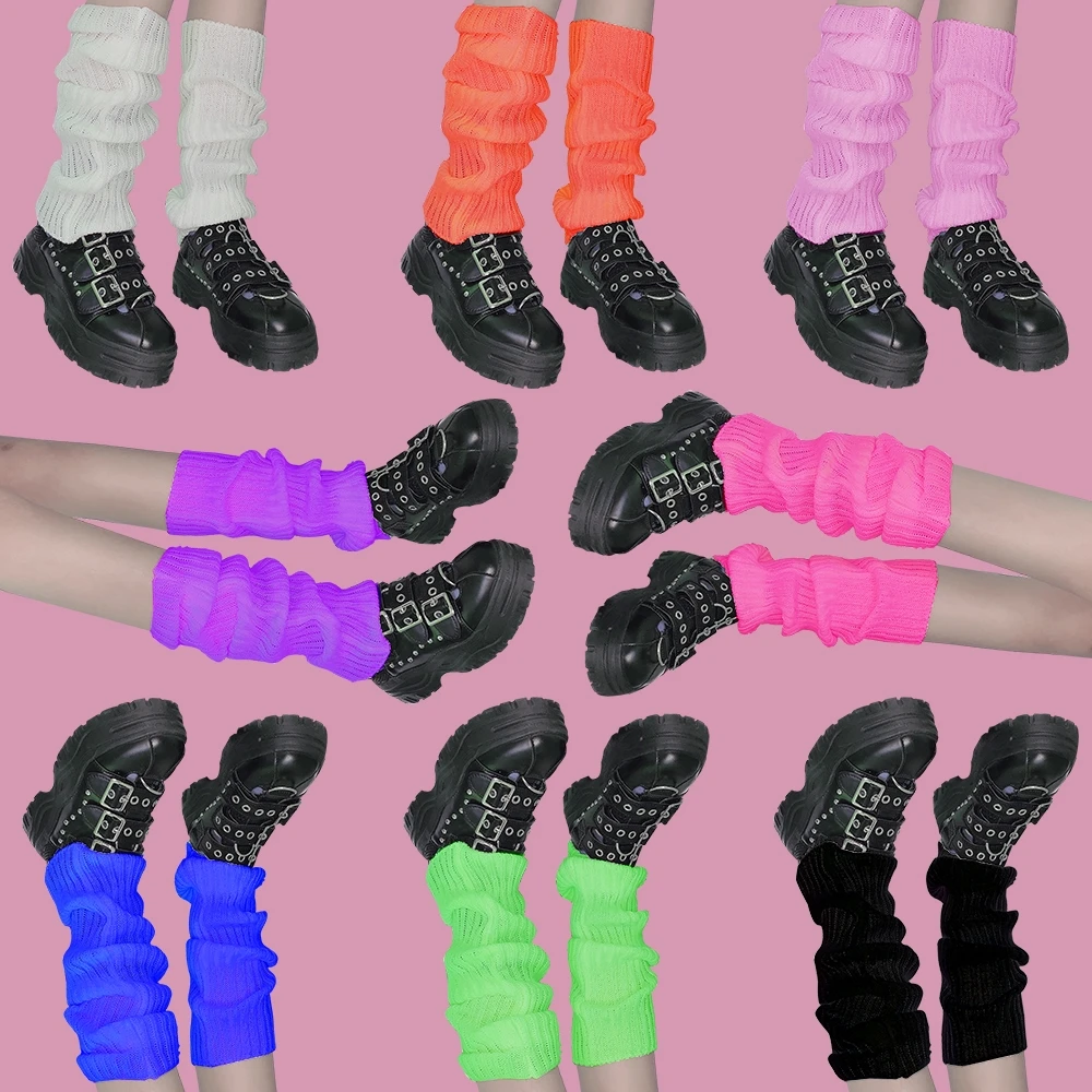 Y2K Punk Solid Cool Knit Long Socks Girls Outdoor Knee High Elastic Leg ...