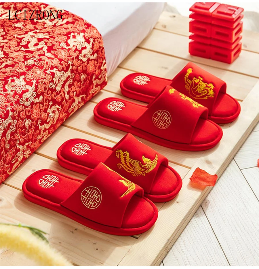 Chaussons,Pantoufles d'été Style chinois pour femmes, pour mariage, d ...
