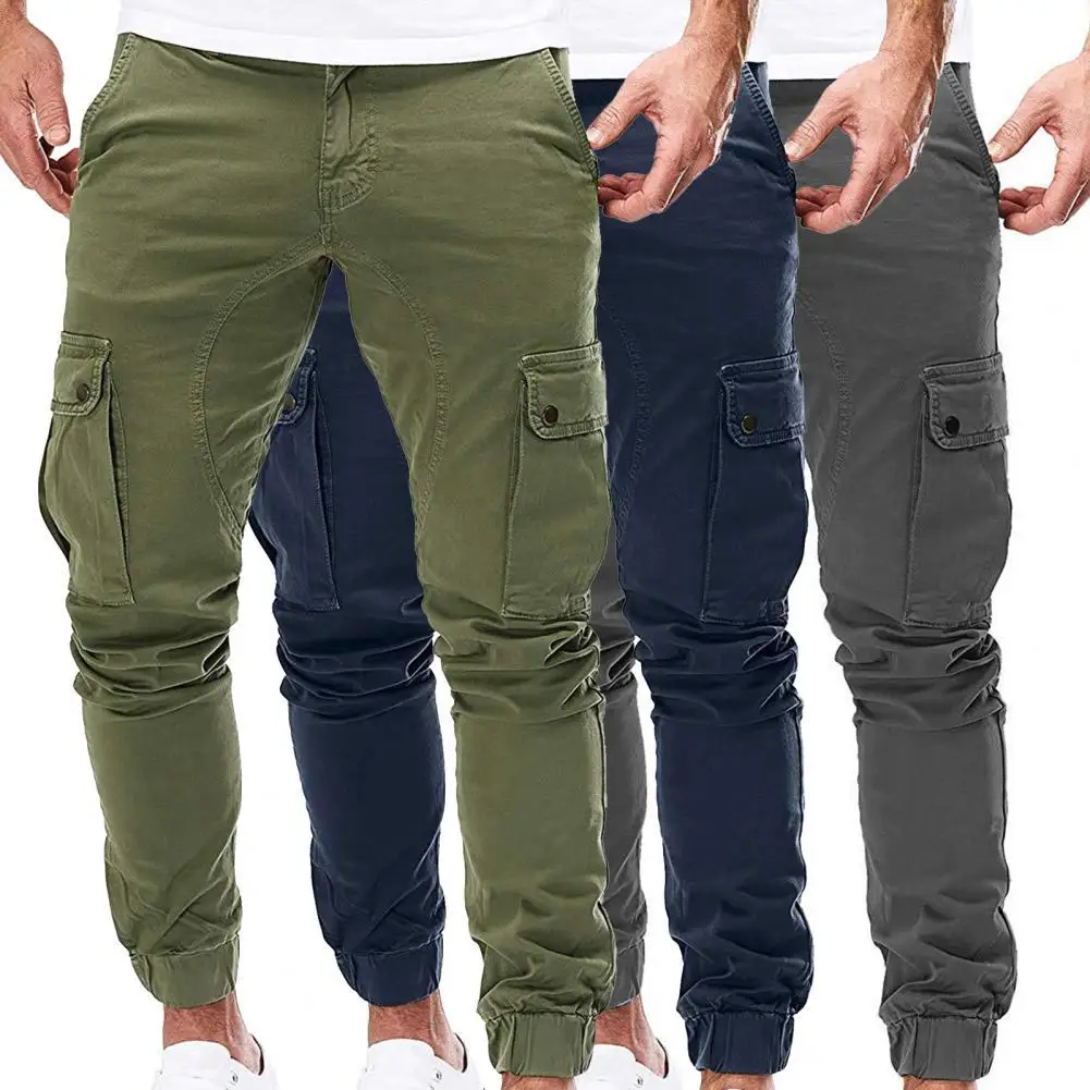 Men-Cargo-Military-Pants-Drawstring-Solid-Color-Ankle-Banded-Casual ...