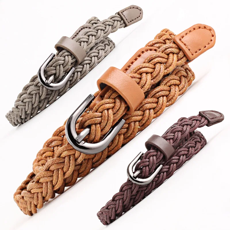 8-colors-Classic-vintage-wax-rope-clothing-woven-belt-female-pin-buckle ...