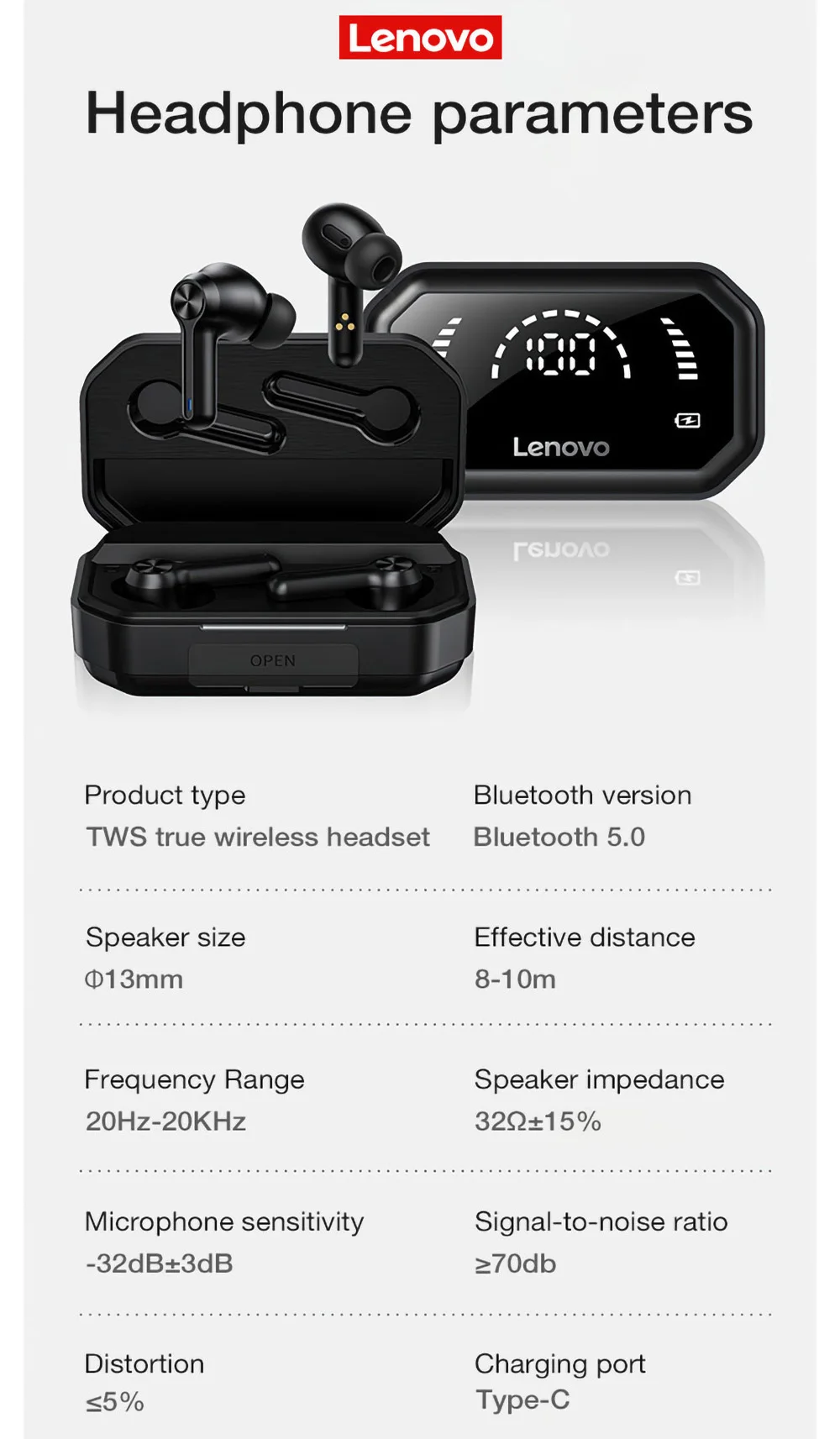 Lenovo Thinkplus LP3 Pro Bluetooth Earbuds with LED Display - Compro System