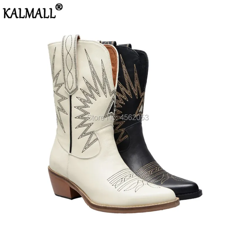 KALMALL Botas de cuero desgastadas para mujer, zapatos con punta ...