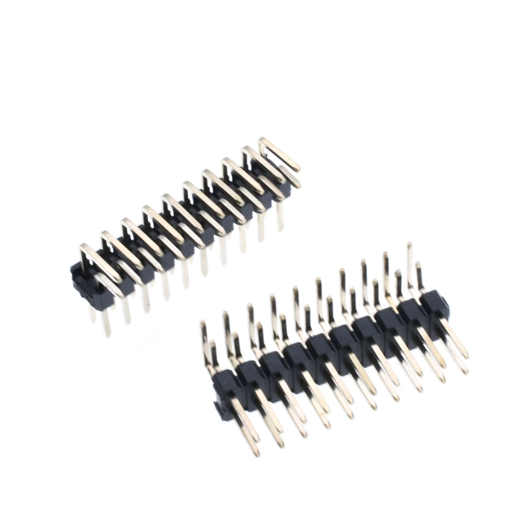100pcs-Pitch-2-54mm-2x10-Pin-20-Pin-male-socket-angle-Double-Row-Bend ...