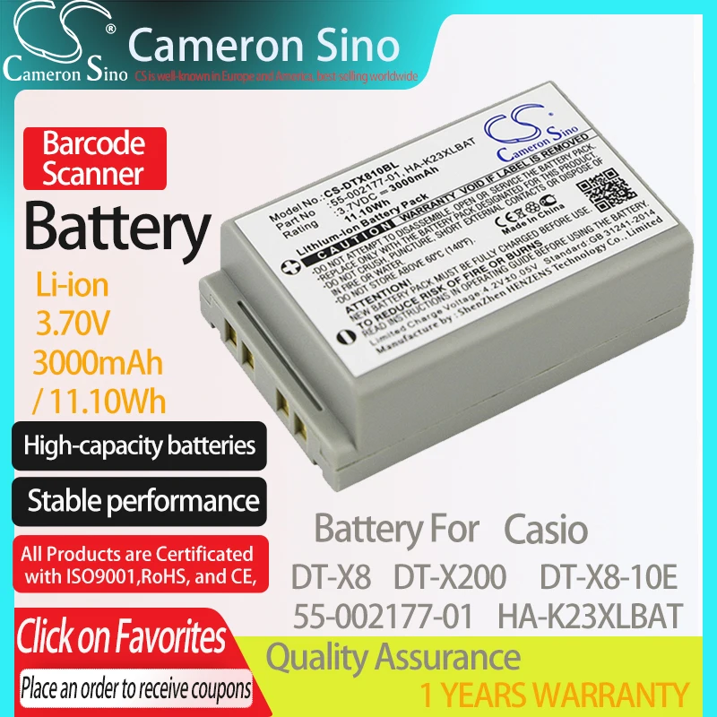 CameronSino-Battery-for-Casio-DT-X8-DT-X8-10E-DT-X200-fits-Casio-55 ...