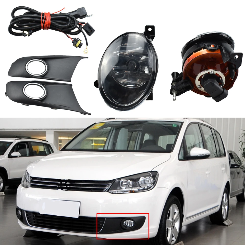 Front Halogen Fog Light Fog Lamp + Grille And Harness Assembly For Vw ...
