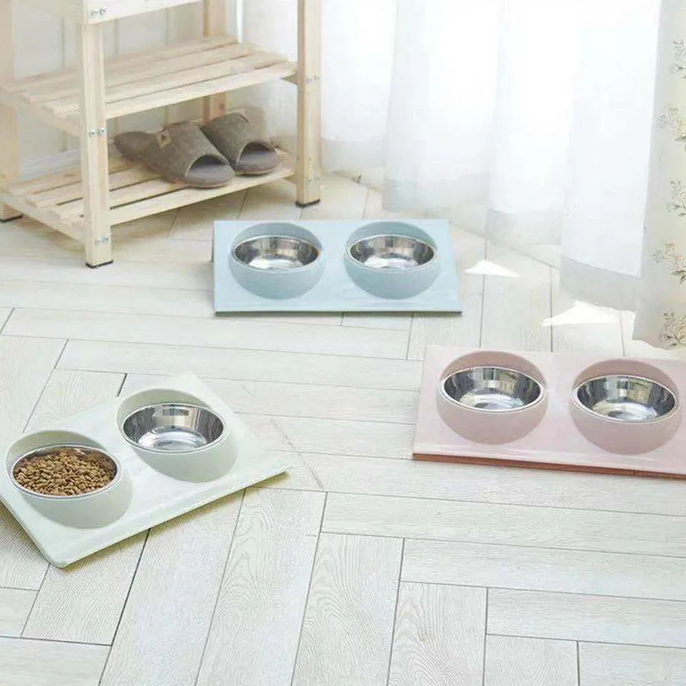 Doppel Hund Katze Schalen Edelstahl Pet Lebensmittel Wasser Feeder Für ...
