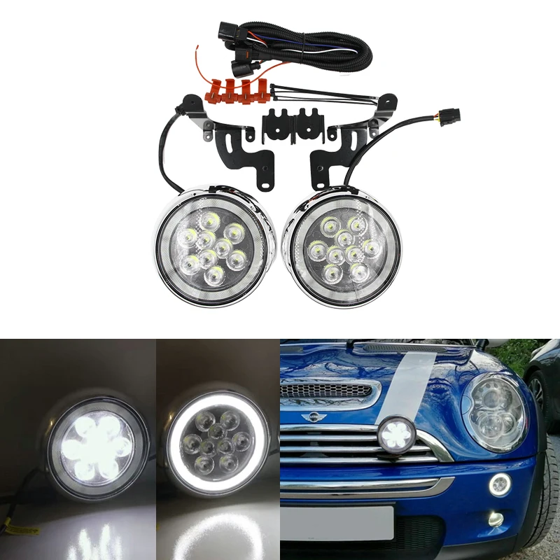 Chrome Mini Rally Lights DRL Halo Led Front Bumper Rally Light For Mini ...