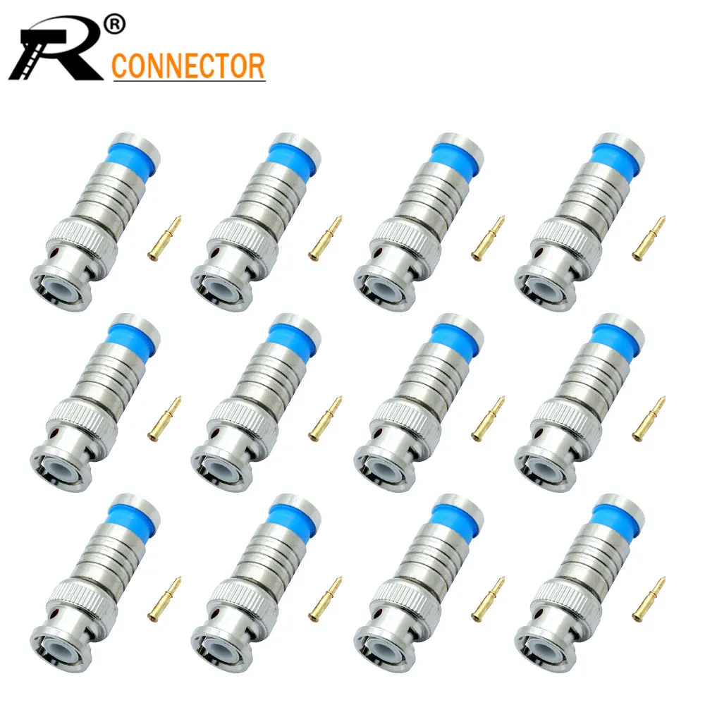Conector de compresión BNC, Coaxial RG59 RG6 Jack para adaptador macho, adaptador de Cable para ...