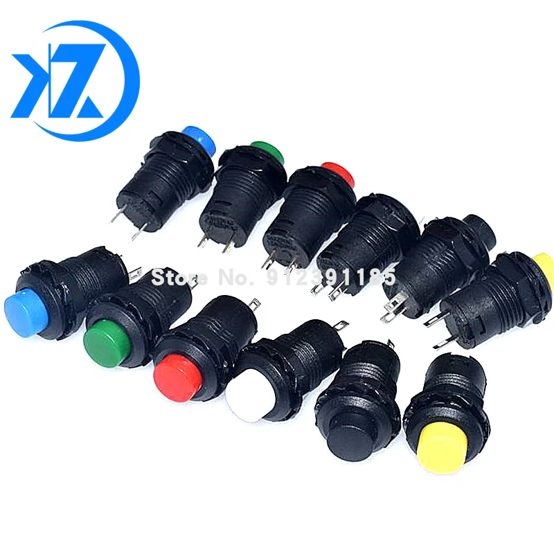 6pcs Self-Lock /Momentary Pushbutton Switches DS228 DS428 12mm OFF- ON Push Button Switch 3A ...