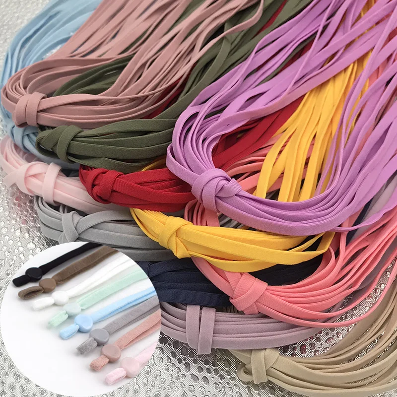10/50yad 5mm Colorful Nylon Elastic Band Hollow Flat Ear Straps Elastic ...