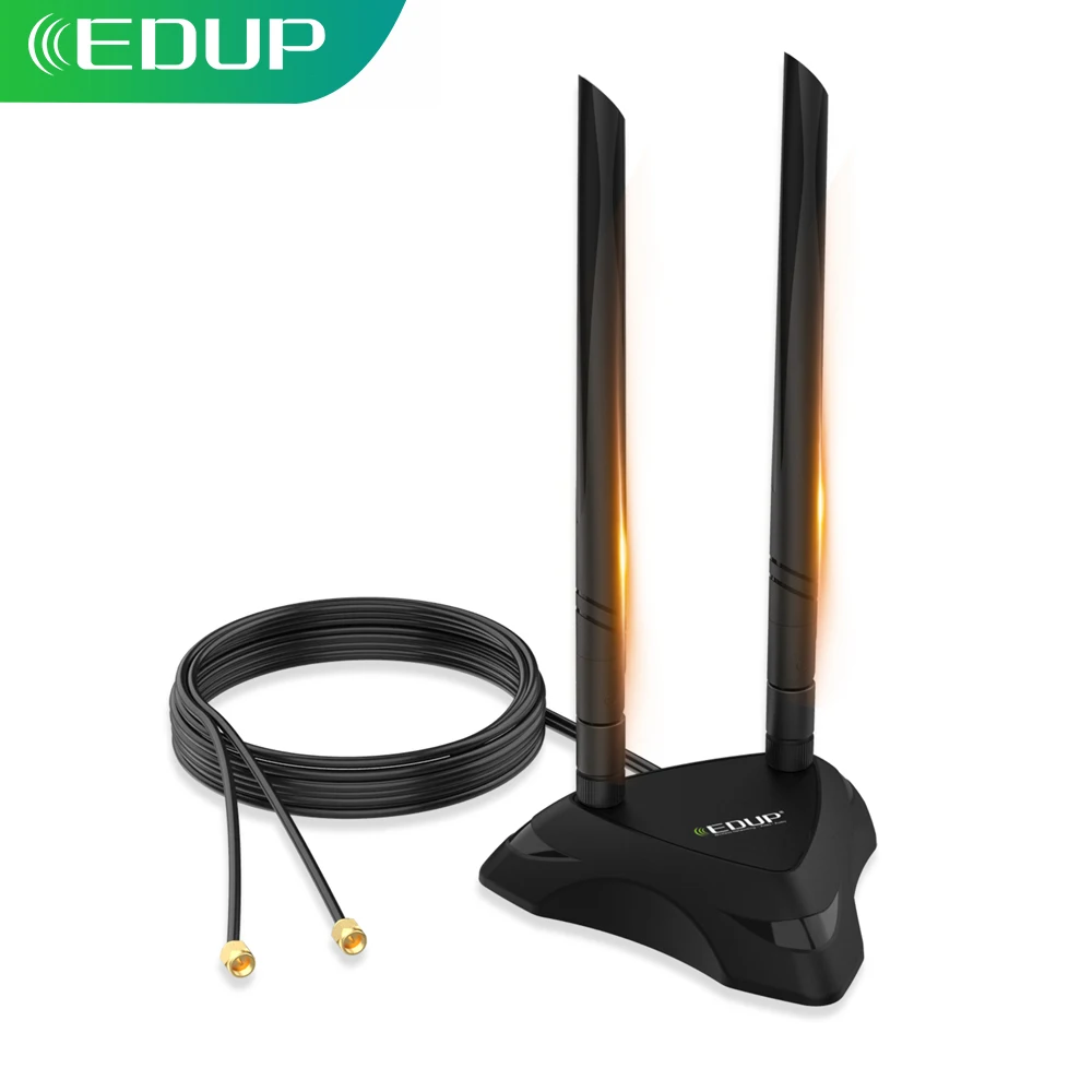 WiFi Antenna 2pcs Dual Band 2.4G/5G 6dBi with Base Bracket Cable and ...