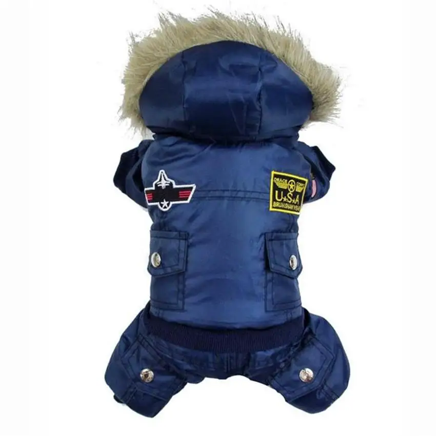 Hooded Jumpsuit Waterproof Small Dog Apparel Airman Fleece Winter Coat ...