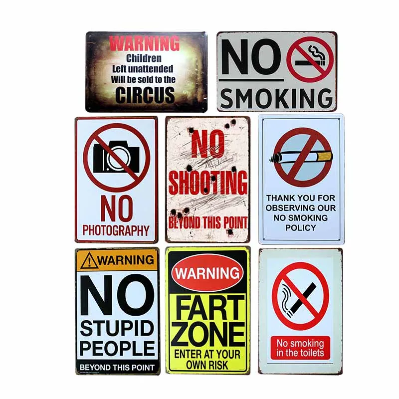 Metal Smoking Sign Vintage | Vintage Tin Signs Smoking | Retro Plaque ...