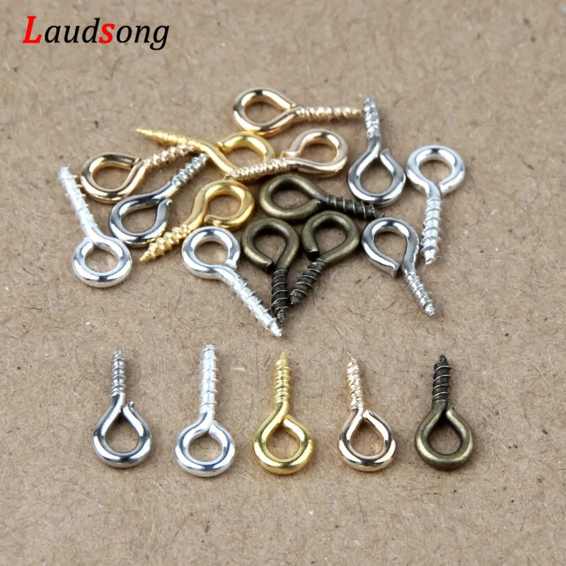 200pcs/lot Small Eye Pins Eyepins Hooks Eyelets Screw Threaded Clasps ...