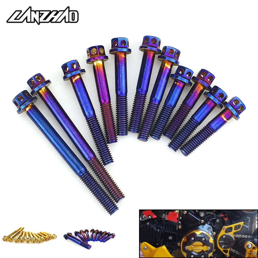 Motorcycle-Engine-Bolts-Set-Stainless-Steel-Mounting-Screws-Gold-Bluing ...