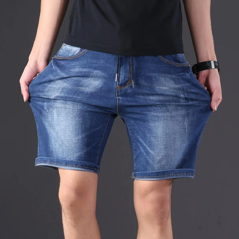 large-size-men-s-denim-shorts-oversized-men-s-elastic-waist-knee-length ...