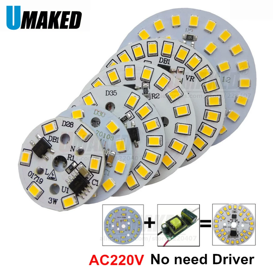 10pcs Ac 220v Led Pcb Smd2835 3w 5w 7w 9w 12w 15w Integrated Ic Driver ...