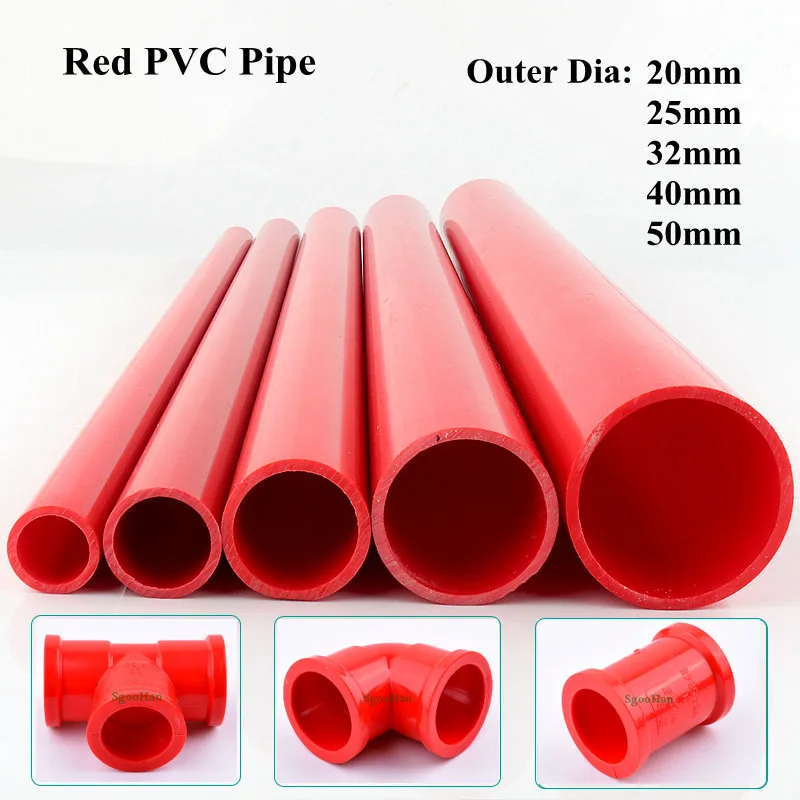 2pcs-OD-20-63mm-Red-PVC-Pipe-Aquarium-Fish-Tank-Fittings-Home-Garden ...