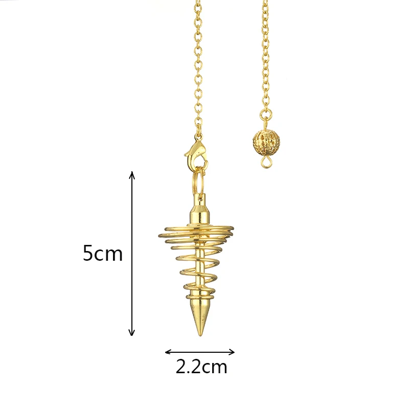 Reiki Metal Pendulum Amulet Spiral Cone Spring Pyramid Pendulum for ...